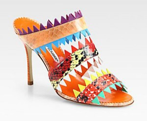 Shoe of the Day: Manolo Blahnik Piñata Snakeskin Sandals - Exotic Excess